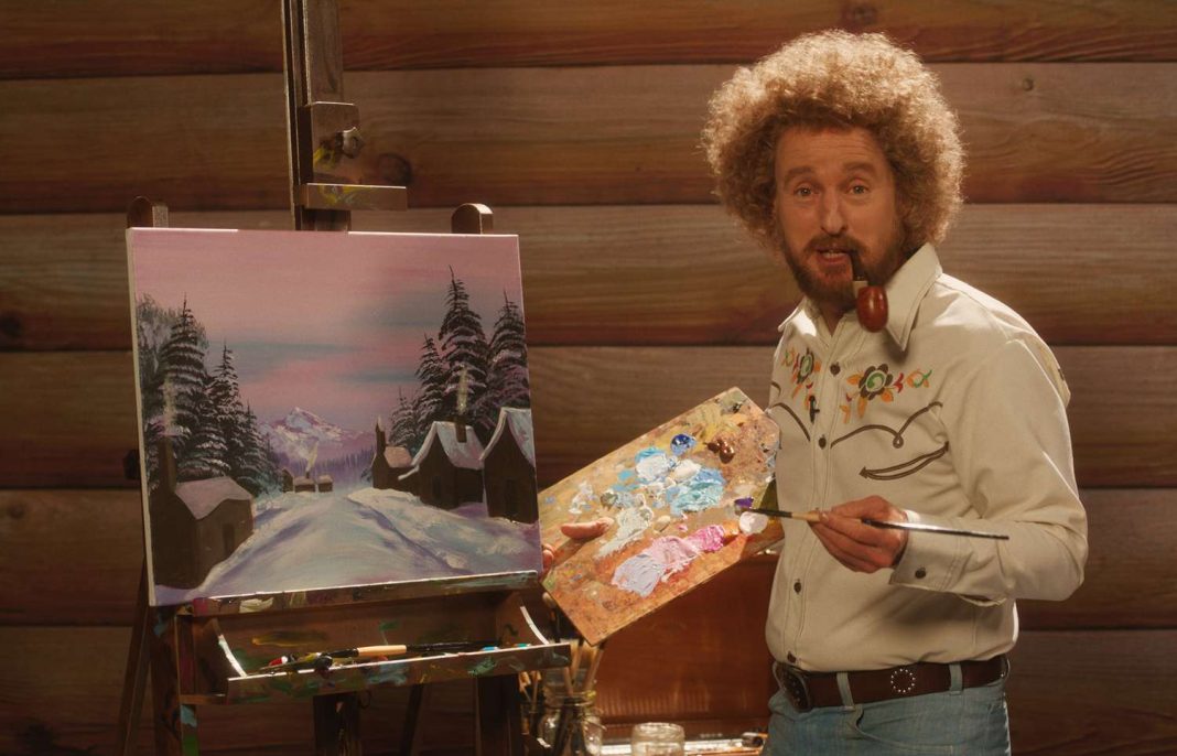 Owen Wilson ist nicht Bob Ross (aber irgendwie schon) auf dem ersten Foto aus "Paint"